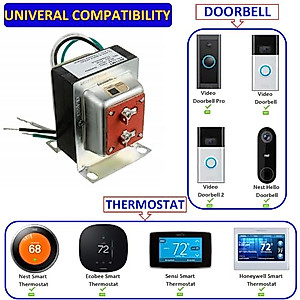 BOJACK 24V 40VA Thermostat and Doorbell Transformer, Power Supply Compatible with Nest, Ecobee, Sensi and Honeywell Thermostat, Nest Hello Doorbell and All Versions of Ring Doorbell