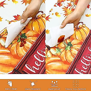 Ileading Fall Thanksgiving Kitchen Anti Fatigue Mat Set of 2 A Truck Full of Pumpkins Non Slip Cushioned Kitchen Sink Floor Mats Waterproof Foam Comfort Standing Runner Rug Holiday Home Decorations