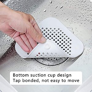 Drain Hair Catcher Square Silicone Trap Shower Drain Cover with Suction Cups for Bathroom Bathtub Kitchen Filter Flat Strainer, 2 Pack