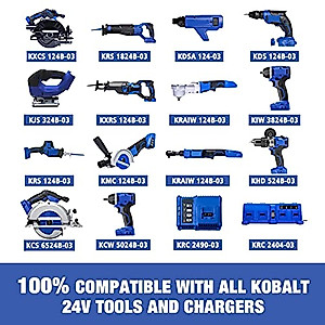 DSANKE 24V 3000mAh Lithium-ion Battery for Kobalt 24V Max KB624-03 KB524-03 KB424-03 KB224-03 KB124-03 0673802 1051230 Lithium Ion Cordless Tools Battery【NOT Fit Snow Joe &Sun Joe 24V Tools】
