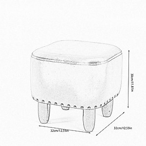 RILOOP Pu Leather Footstool Footrest Foot Stool Ottoman Pouffe Padded Square Seat Chair with 4 Legs Wooden/Green