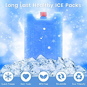 Ice Packs Replacement for Coolers, One Reusable Ice Packs, Fast Freeze & Long Lasting Freezer Packs for Lunch Containers, Backpack, Cooler Fan, Picnics, Camping, Beach, Fishing