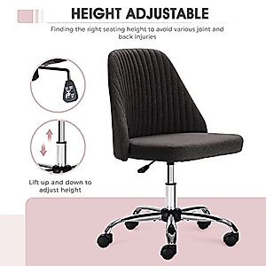 Home Office Desk Chair - Adjustable Rolling Chair, Armless Cute Modern Task Chair for Office, Home, Make Up,Small Space, Bed Room