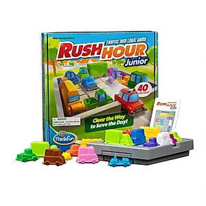 Think Fun Rush Hour Junior Traffic Jam Logic Game and STEM Toy for Boys and Girls Age 5 and Up - Junior Version of the International Bestseller Rush Hour,44005041