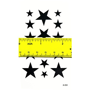 PARITA Small Tattoos Black Night Stars Temporary Tattoo Body Sticker Hand Neck Wrist Art Fashion Tattoo Fake Waterproof Cartoon Stickers for Adult Men Women Kids (Pack 3 PCS.) (06)