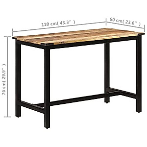 WHOPBXGAD Dining Table,Wooden Dining Table, Industrial Kitchen Table Suitable for Small Spaces, Flats, Bars, Restaurants,43.3"x23.6"x29.9" Solid Wood Mango
