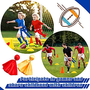 Liliful 20 Player Football Penalty Flags Set, Includes 1 Rugby 20 Adjustable Flag Belts 2 Whistles and Carrying Bag for Adult(Red and Blue)