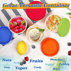 Webake Silicone Ice Cream Containers with Lids, 8oz Homemade Ice Cream Cups Reusable Freezer Storage Containers, Set of 4
