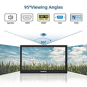 Wstirhy 13.3 inch Small BNC Monitor, 1366x768 Resolution, Small Monitor with Remote Control, HDMI VGA AV BNC USB, Mini Monitorfor Fire Stick, Computer, Raspberry Pi, Kitchen Monitor, Built-in Speaker