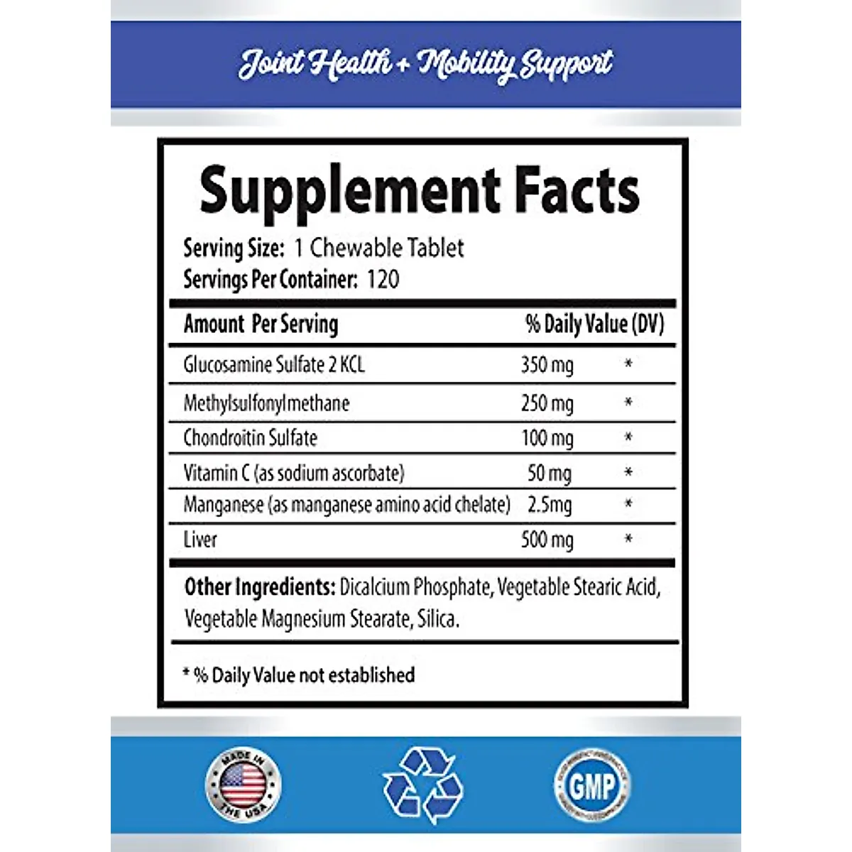 Hip and Joint Supplements for Large Dogs - Hip & Joint Support - for Dogs - Chewable - Dog glucosamine Soft - 1 Bottle (120 Chewable Tablets)