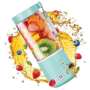 Portable Blender USB Rechargeable,Small Juicer Machines Cup For smoothies and shakes, Mini Fruit Mixer Cup with Six Blades (Blue)