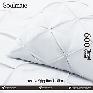 SGI bedding Duvet Cover Oversized Queen Size 600 Thread Count 3 Piece Set - Super Soft Luxury Sateen Weave & Breathable All Season Comforter Cover with Zipper Closure Corner Ties - White Pinch