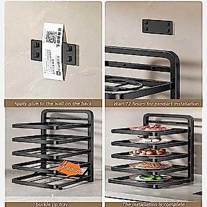 Kitchen Side Dish Organization Rack, Wall-Mounted Multi-Layer Preparation Storage Shelf, Detachable and Height Adjustable, for Kitchen, Hot Pot