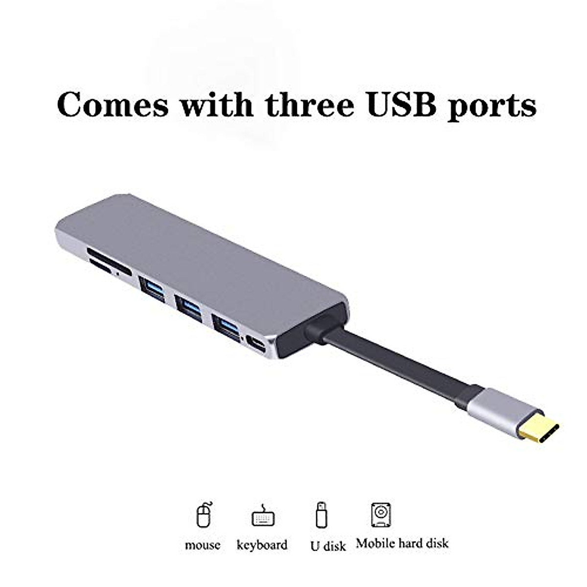 XUNMAIFHB Portable Docking Station,Type-C HUB Adapter Laptop Dock Type C PD Charging, SD/TF Card Slot, USB3.03 Fast Transmission