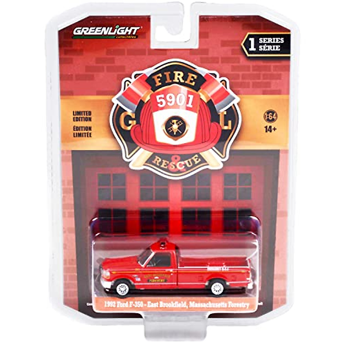 1992 Pickup Truck Red East Brookfield Forestry (Massachusetts) Fire & Rescue Series 1 1/64 Diecast Model Car by Greenlight 67010 B