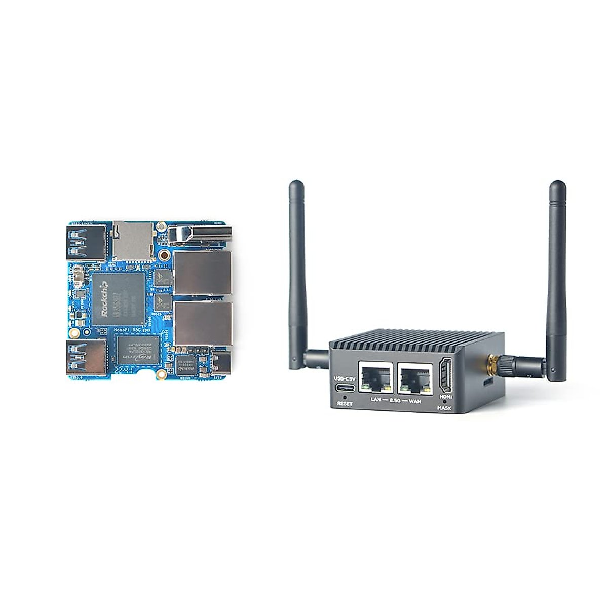 Nanopi R5C Mini WiFi Router OpenWRT with Dual PCIe 2.5Gbps Ethernet Ports 1GB LPDDR4X RAM Based in Rockchip RK3568B2 Soc for Smart Home Gateway Support Android Ubuntu (with M.2 WiFi Module)