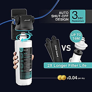 Frizzlife SW10F Under Sink Water Filter System with Brushed Nickel Faucet, NSF/ANSI 53&42 Certified, Reduces 99.99% Lead, Chlorine, Bad Taste & Odor, 8K Gallons High Capacity, 0.5 Micron, USA Tech
