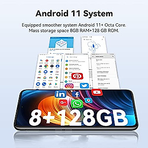 CUBOT X50 Mobile Phone 8 GB RAM+128GB ROM, Smartphone Android 11with 64MP Rear Cameras,6.7 Inch Large Screen 4G Dual SIM Phone 4500mAh Battery, Fingerprint& Face Unlock,GPS NFC-Black