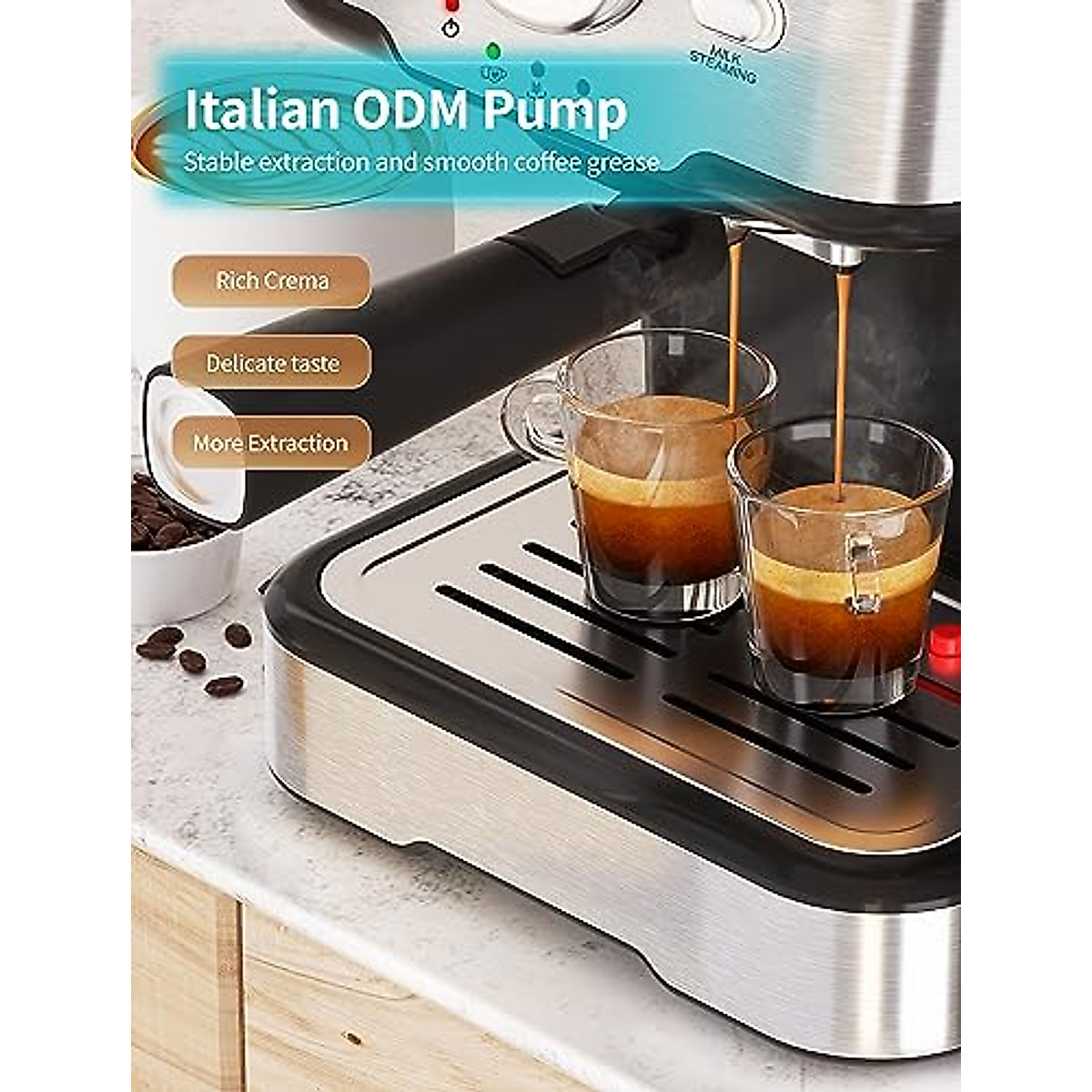 Gevi Espresso Machine, Espresso Maker with Milk Frother Steam Wand, Compact Espresso Super Automatic Espresso Machines for home with 34oz Removable Water Tank for Cappuccino, Latte