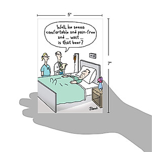 NobleWorks - Funny Get Well Soon Card with Envelope - Cartoon Humor, Feel Better Greeting - Beer Drip C7268GWG