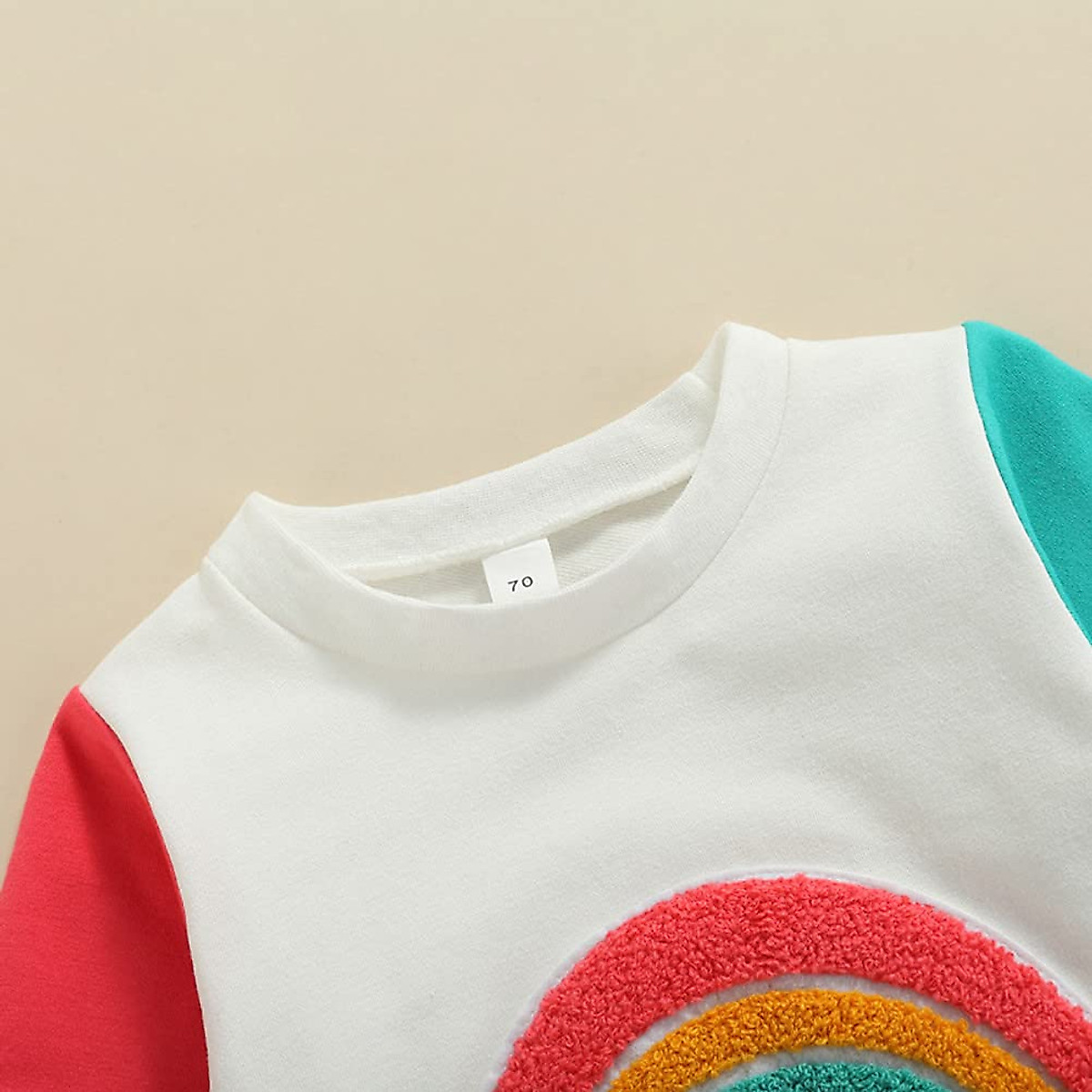 RUKOSU Baby Girl Boy Crewneck Sweatshirts Oversized Long Sleeve Romper Pullover Top Fall Winter Clothes Rainbow 12-18 Months