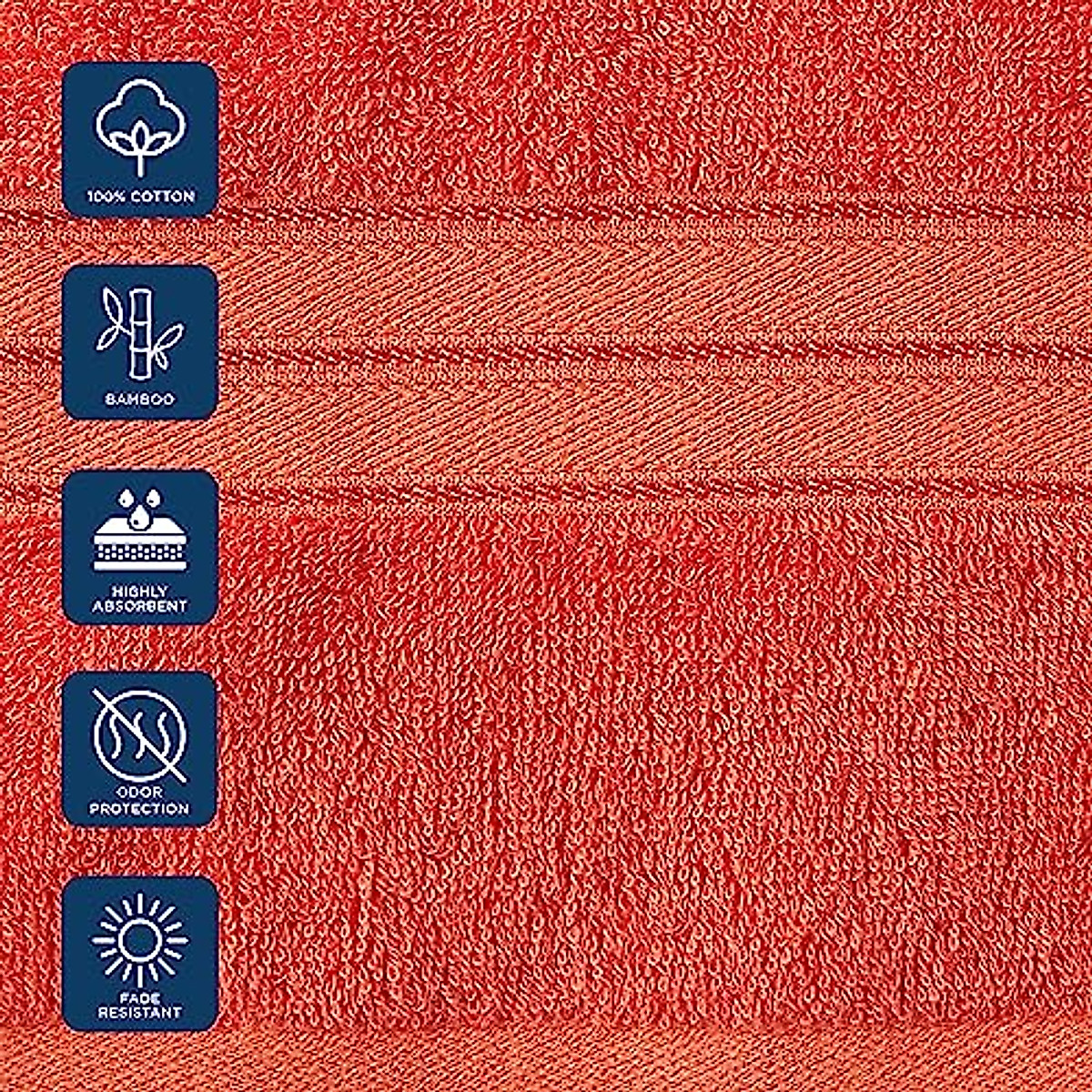 CANNON 70% Cotton 30% Bamboo 2 Bath, 2 Hand, 2 Washcloths Towel Set, 550 GSM, Super Absorbent, Breathable, Ultra Soft (Coral)