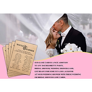 Bridal Shower Game Set - Would She Rather Party Game Cards for Wedding - Kraft Rustic Wedding Party Favor Decor - Unique Engagement/Bachelorette Party Games Supplies & Activities - 30 Game Cards