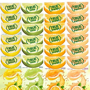 True Lemon, True Lime, True Orange, True Grapefruit, Varrirty Pack 100 Count, On-The-Go Powdered Drink Mix Variety Pack, Zero Calorie Unsweetened Water Flavoring, Each Packet Fits Into a 16.9 oz. Bottle or Cup