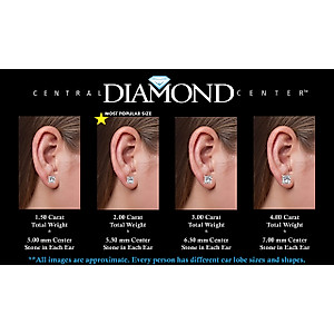 Central Diamond Center 14K Gold Posts & Sterling Silver Princess Cut CZ Stud Earrings - 5.0mm 1.50cttw - Yellow Gold Plated