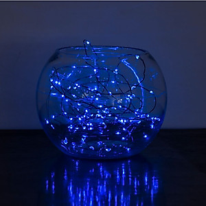Solar Powered String Lights, 100 LED Copper Wire Lights, Waterproof Starry String Lights, Indoor/Outdoor Solar Decoration Lights For Gardens, Patios, Homes, Parties: 20 ft, Blue