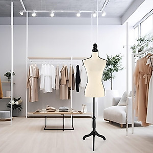 DRDINGRUI Female Dress Form,Sewing Mannequin Body, Torso Body with Tripod Wood Base for Clothes Display,Window Display
