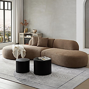 HAMORESPACE 135‘’Curved Sectional Sofa, Multiple Seating Positions, Fabric Upholstery Couch for with Pillows for Living Room Office,Apartment (Camel,Left-Facing)