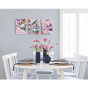 Canvas Wall Art Pink Painting Abstract Paintings Floral Pictures for Bedroom Wall Decor Framed for Living Room Office 12"x16"x3