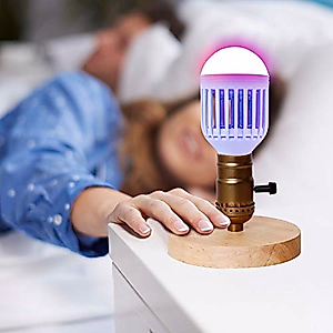 Bug Zapper Light Bulb 2 in 1 Mosquito Killer Lamp LED Electronic Insect & Fly Killer Indoor & Outdoor Insect Zapper insect traps, Fly Zapper Safe & Non-Toxic Silent & Effortless Operation pest control
