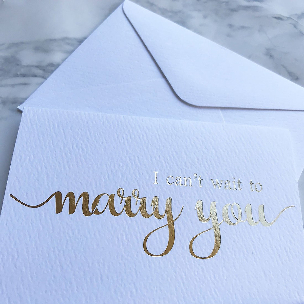 MAGJUCHE I Can't Wait to Marry You Wedding Day Card, to Your Bride or Groom, Gold Foil Notecard Love Note Before I Do