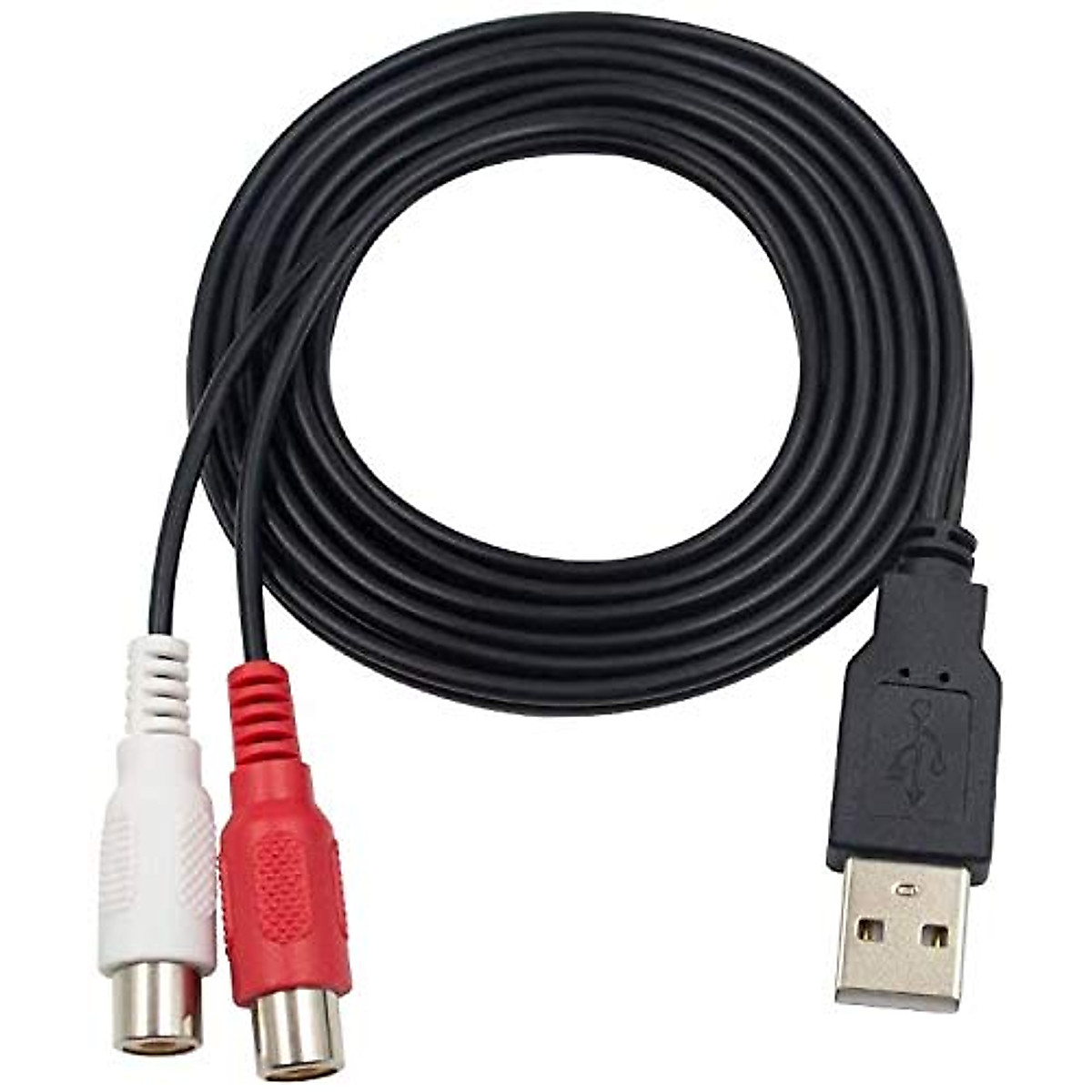 USB to 2RCA Cable, Haokiang 5 Feet/1.5m USB 2.0 Female to 2 RCA Female Jack Splitter Audio Video AV Composite Adapter Cord Cable (USB M/2RCA F)