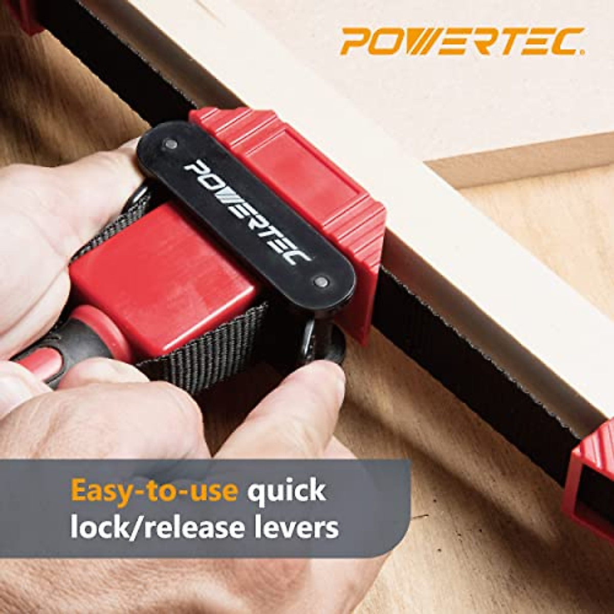 POWERTEC 71122 Deluxe Polygon Quick Release Band Clamp | Woodworking Frame Clamping Strap Holder