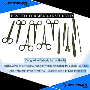 OdontoMed2011 Student Kit- First Aid Kit 24 Pcs Advanced Lab Student Kit for Anatomy & Biology Students Lab Veterinary Botany Stainless Steel Instruments & 11 Bonus Scalpel Handle MLT-01