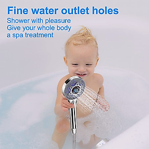 LED Shower Head with Handheld, Color Changing, Shower Head High Pressure with Water Temperature Display, Water Saving Spray Showerheads with 59" Hose and Shower Bracket for Low Water Pressure, Chrome