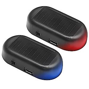 2PCS Car Solar Simulated Anti-theft Alarm Light, LED Simulated Imitation Security Flash Fake Light (Blue and Red)