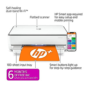 HP Envy 6055e Wireless Color All-in-One Printer with 6 Months Free Ink (223N1A) (Renewed Premium),white