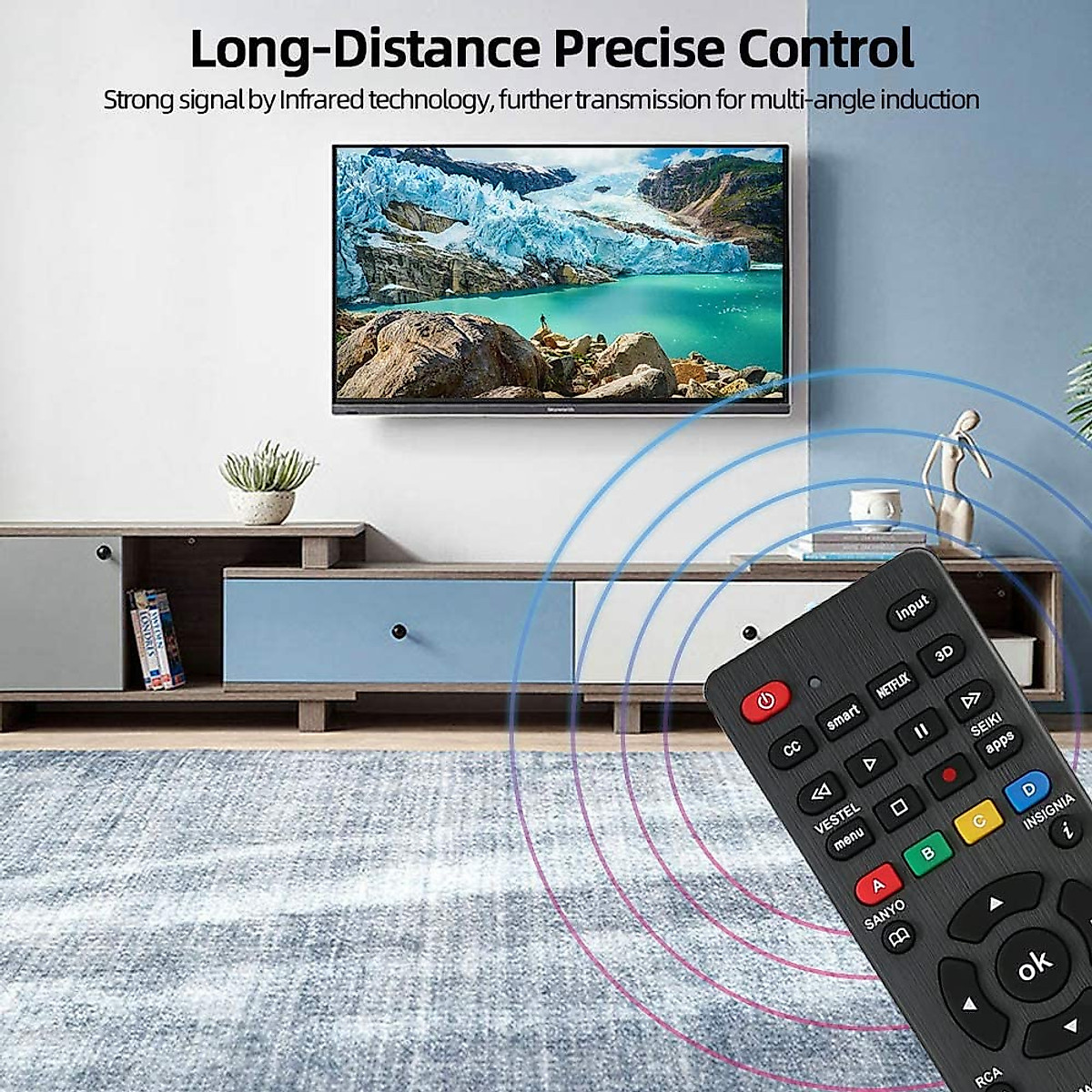 Amiroko Universal TV Remote Control for LG, Samsung, Sony, Philips, Panasonic, Sharp, Toshiba, Hitachi, Vizio, TCL, JVC, Hisense, Vestel, Seiki, Sanyo, Insignia, Magnavox, RCA, Westinghouse Smart TVs