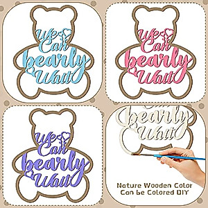 We Can Bearly Wait Baby Shower Decorations Baby Bear Sign Hanging Baby Sign We Can Bearly Wait Baby Sign Gender Reveal Door Hanging Photo Props for Boy Girl Birthday Party (Wooden, Bear Shape)