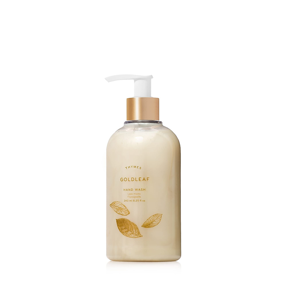 Thymes Moisturizing Hand Wash Soap with Pump - Luxury Hand Soap Gently Cleanses & Moisturizes - Skin Care with Glycerin & Jojoba - Heady, Floral Fragrance (Goldleaf, 8.25 oz)