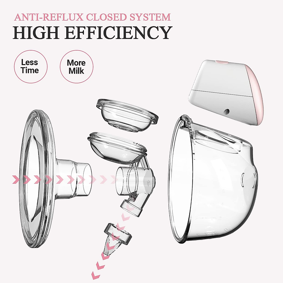 IKARE Wearable Breast Pump Hands Free, Pain Free Portable Electric Breastfeeding Pump with 3 Mode & 10 Levels, Rechargeable Milk Pump for Travel & Home, 24mm/28mm Flange, Super Quiet (Pink)