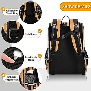 Sletend Large Capacity Printing Student Shoulder Bag for Children Teenagers Skull Stripe Laptop Bag School Bag for Work School, Men's and Women's Travel Backpack