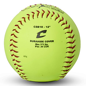 Champro Poly Synthetic Cover, .44 COR, 375 Compression, Red Stiches (Optic Yellow, 12)