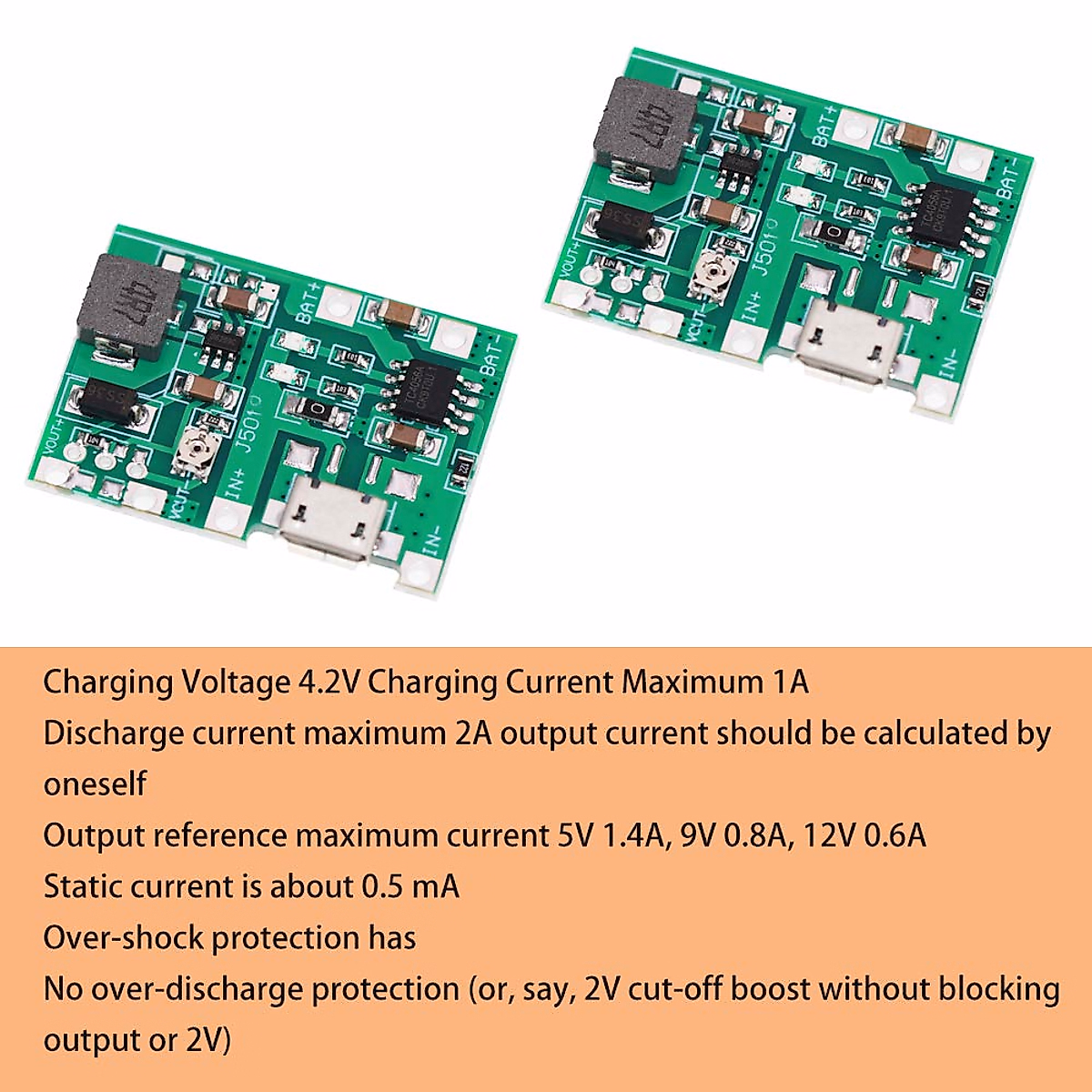 KOOBOOK 5Pcs Micro USB 3.7V Lithium Li-ion 18650 Battery Charging Discharge Module Adjustable Boost Step Up Integrated Module 4.5V-8V to 4.3V-27V