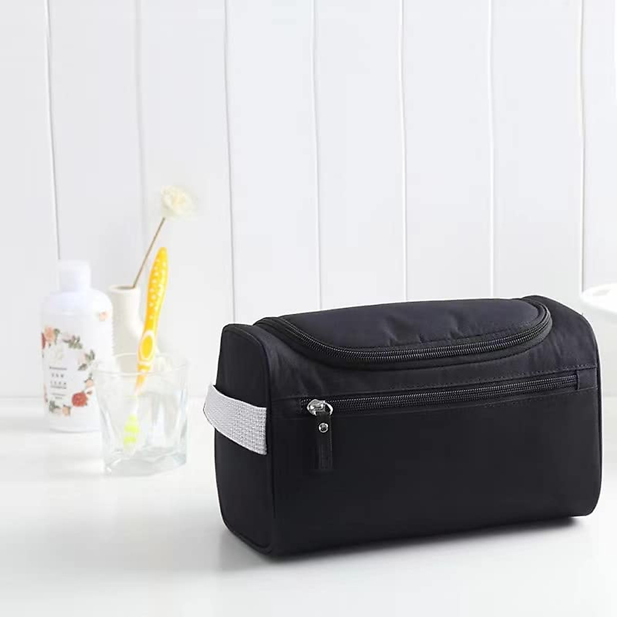 Men and women's Toiletry Bag Canvas Shaving Dopp Kit Leather Travel Bags Organizer Toiletry Kit Black