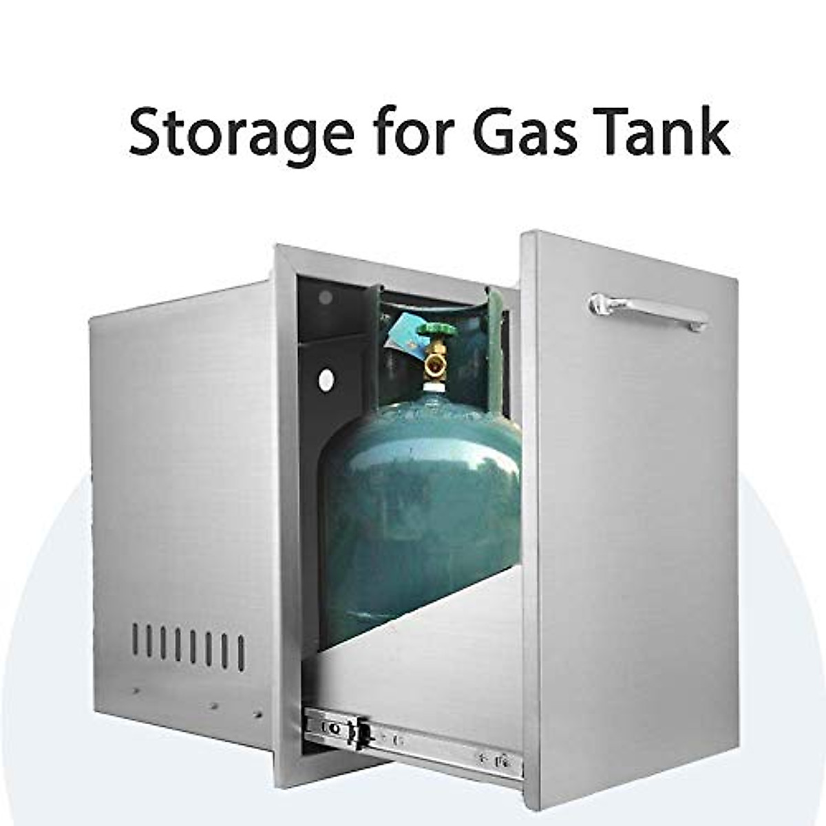 Karpevta Propane Tank Drawer W16XD18XH22.3 Inches Stainless Steel Drawers for Outdoor Kitchen Grilling Outdoor Trash Can Storage Propane Tank Storage